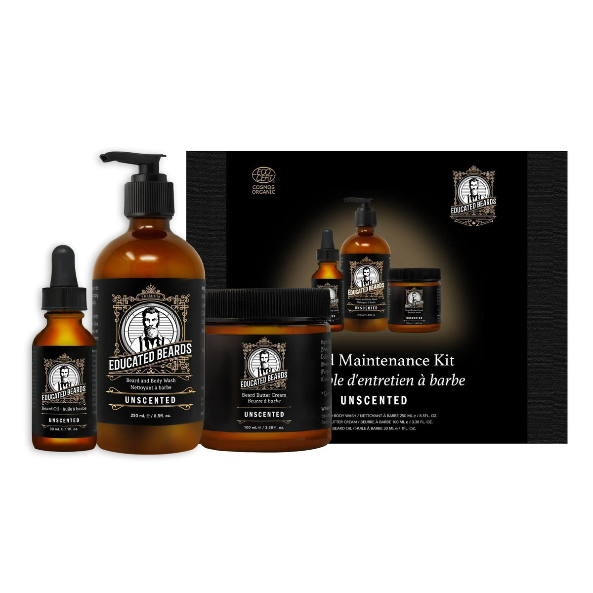 Educated Beards Unscented Beard Maintenance Kit | COBIA Beauty